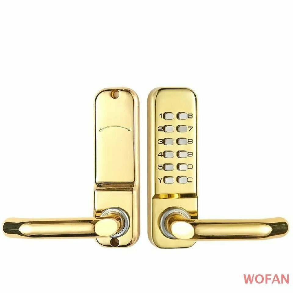 Кодовый дверной замок SAFEBURG MECH-2009A GOLD механический, беспроводной, врезной/ Толщина двери: 30-60 мм