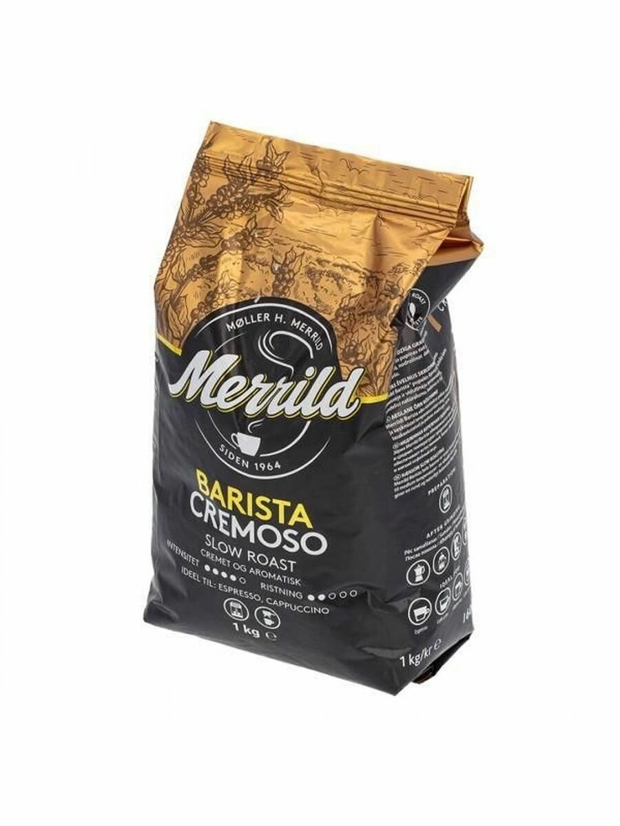 Кофе в зернах Merrild Barista Cremoso, средняя обжарка, арабика, колумбия, 100% натуральный