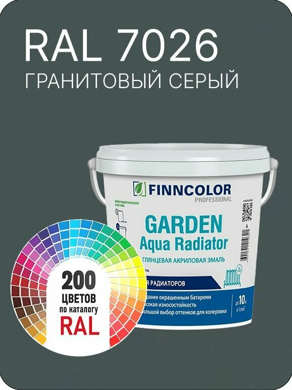 Краска для радиаторов отопления FinnColor серый гранитовый Ral 7026 0.9 л.
