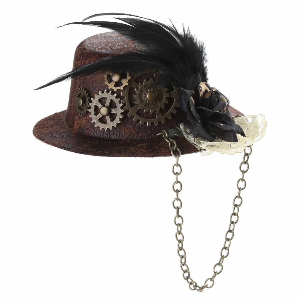 (Один) Мини-шляпа с перьями в готическом панк-стиле на Хэллоуин