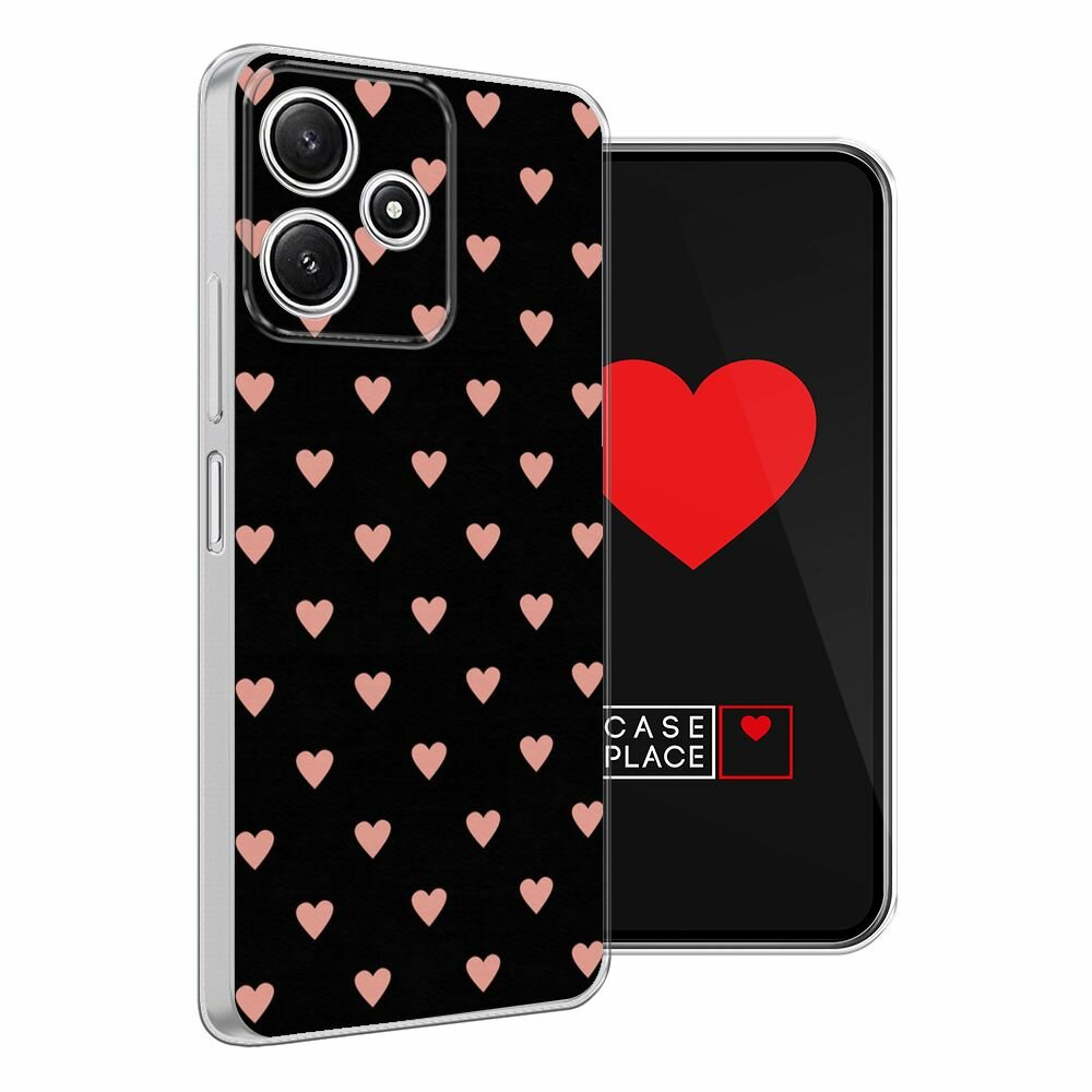 Чехол на Xiaomi Redmi 12 5G / Сяоми Редми 12 5G с принтом "Розовые сердечки" — фото 1