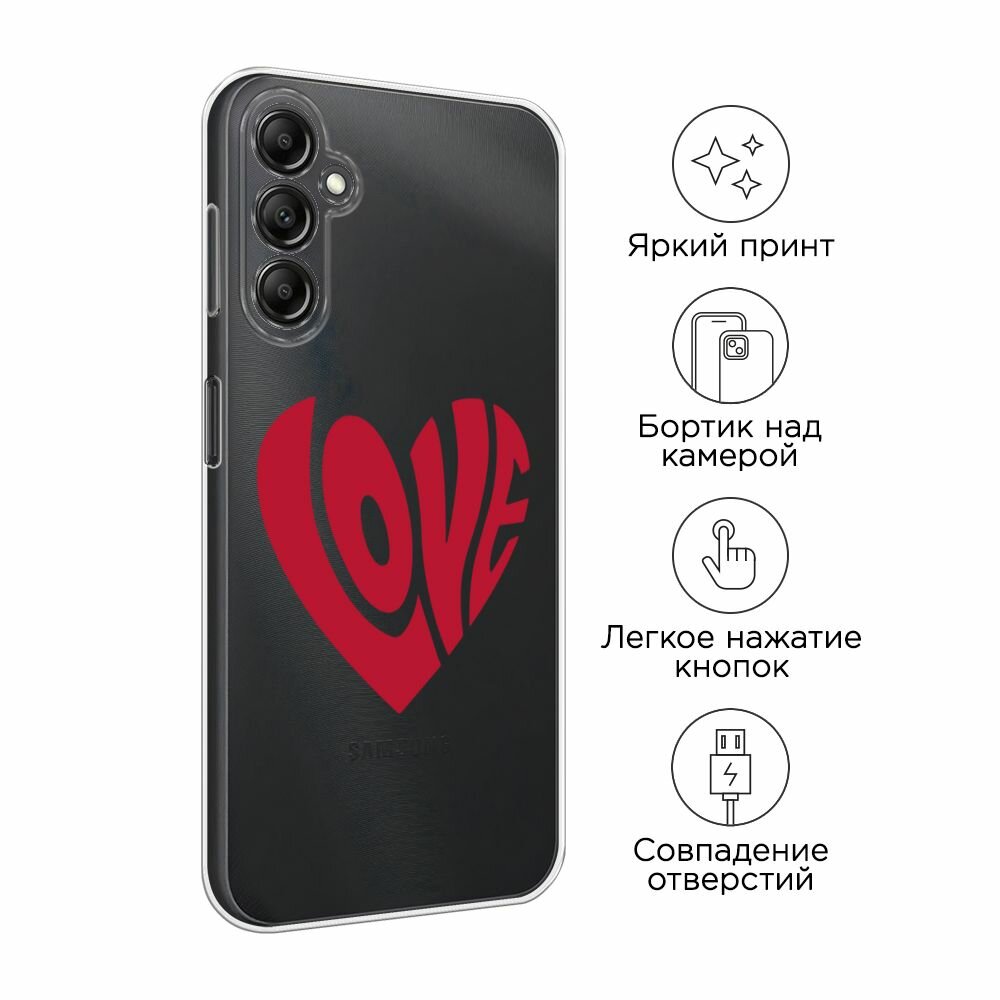Чехол на Samsung Galaxy A15 / Самсунг А15 с принтом "Love heart 2 - 14 февраля", прозрачный — фото 1