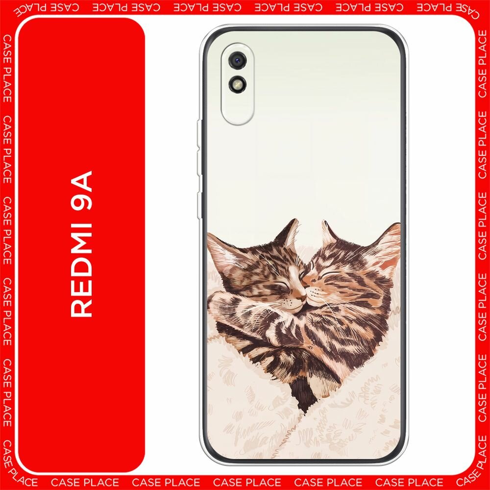 Чехол на Xiaomi Redmi 9A / Сяоми Редми 9А с принтом "Влюбленные котейки - 14 февраля"