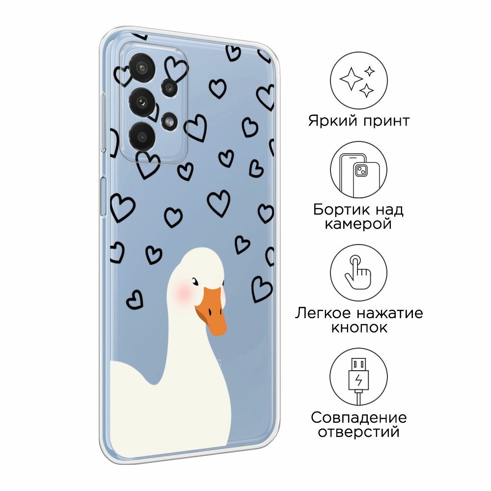 Чехол на Samsung Galaxy A23 / Самсунг Галакси А23 с принтом "Влюблённый гусь 3 - 14 февраля", прозрачный — фото 1