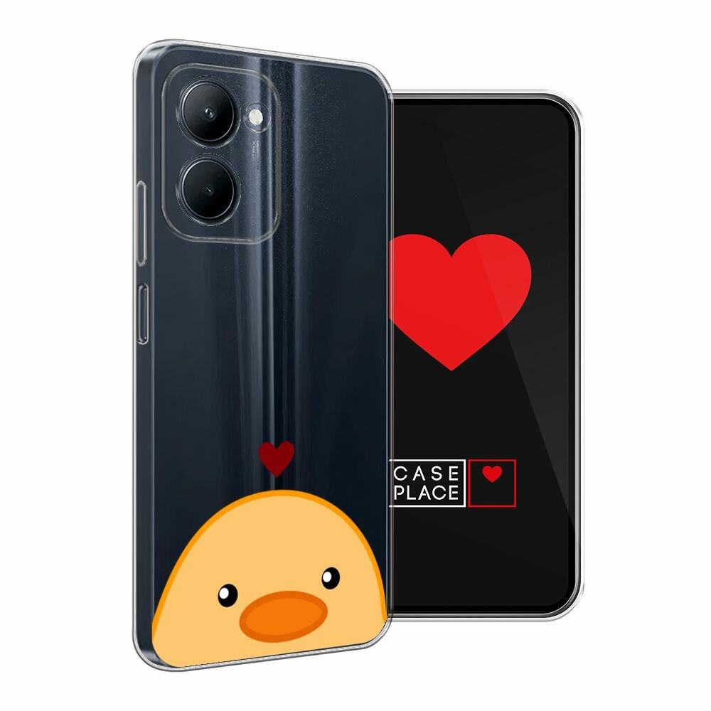 Чехол на Realme C33 / Реалми С33 с принтом "Влюблённая уточка - 14 февраля", прозрачный — фото 1