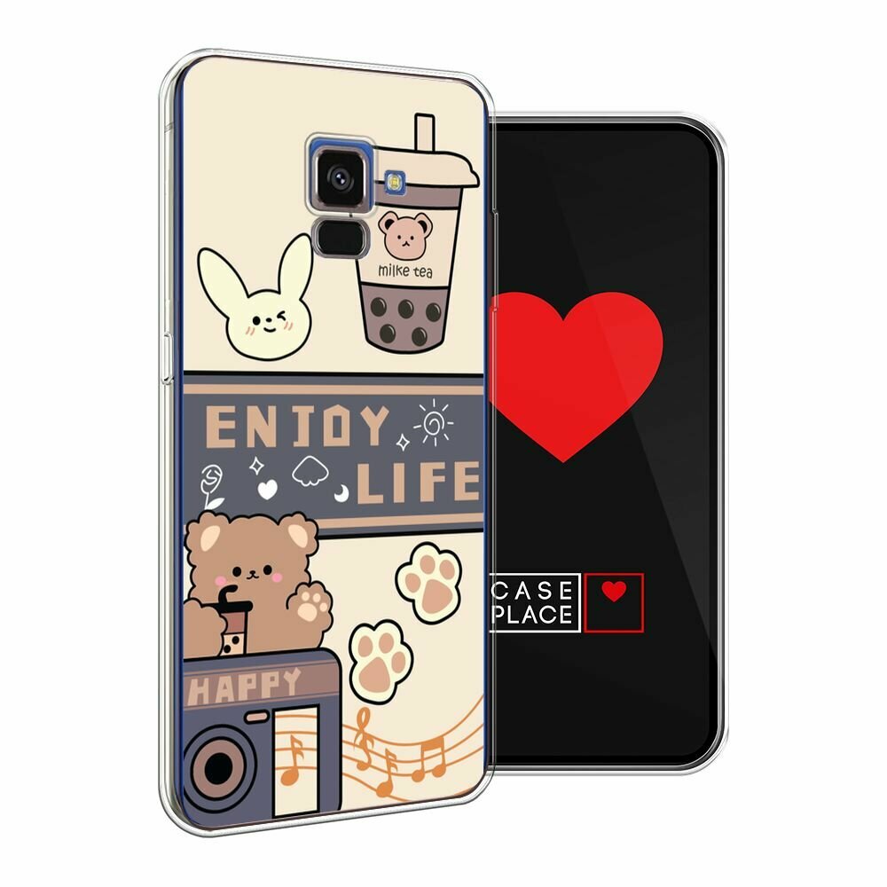 Чехол на Samsung Galaxy A8 2018 / Самсунг Галакси А8 2018 с принтом "Enjoy life 1" — фото 1