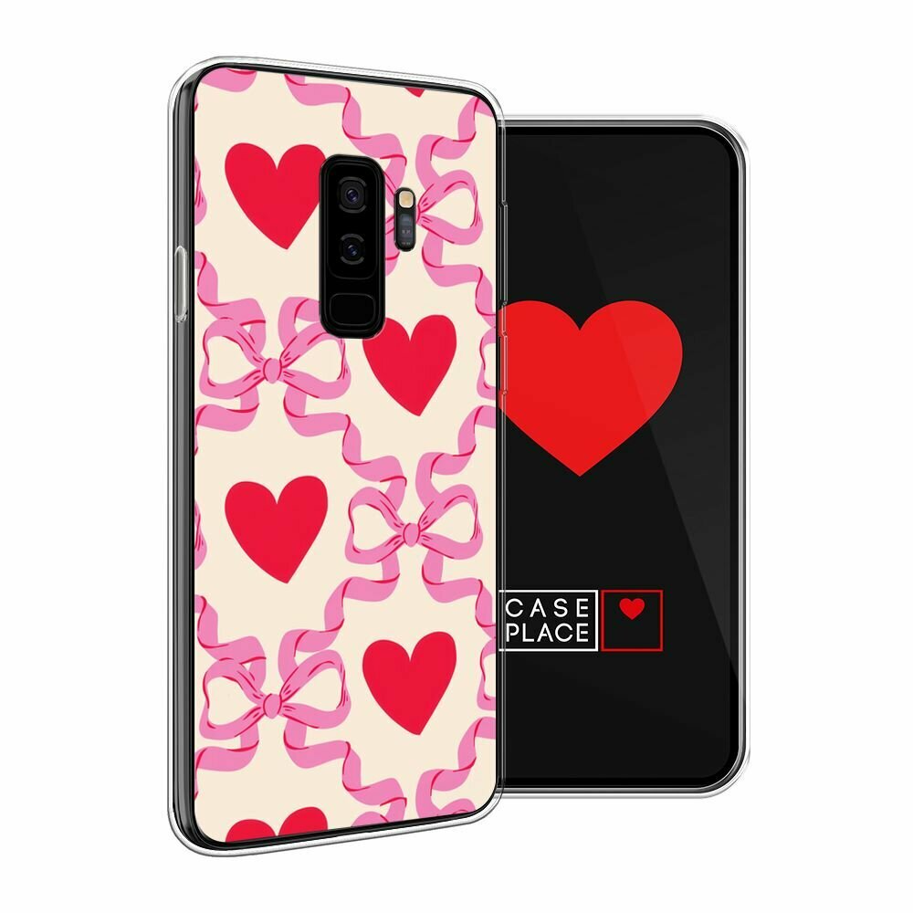 Чехол на Samsung Galaxy S9 + / Самсунг Галакси С9 Плюс с принтом "Hearts and ribbons 1 - 14 февраля" — фото 1