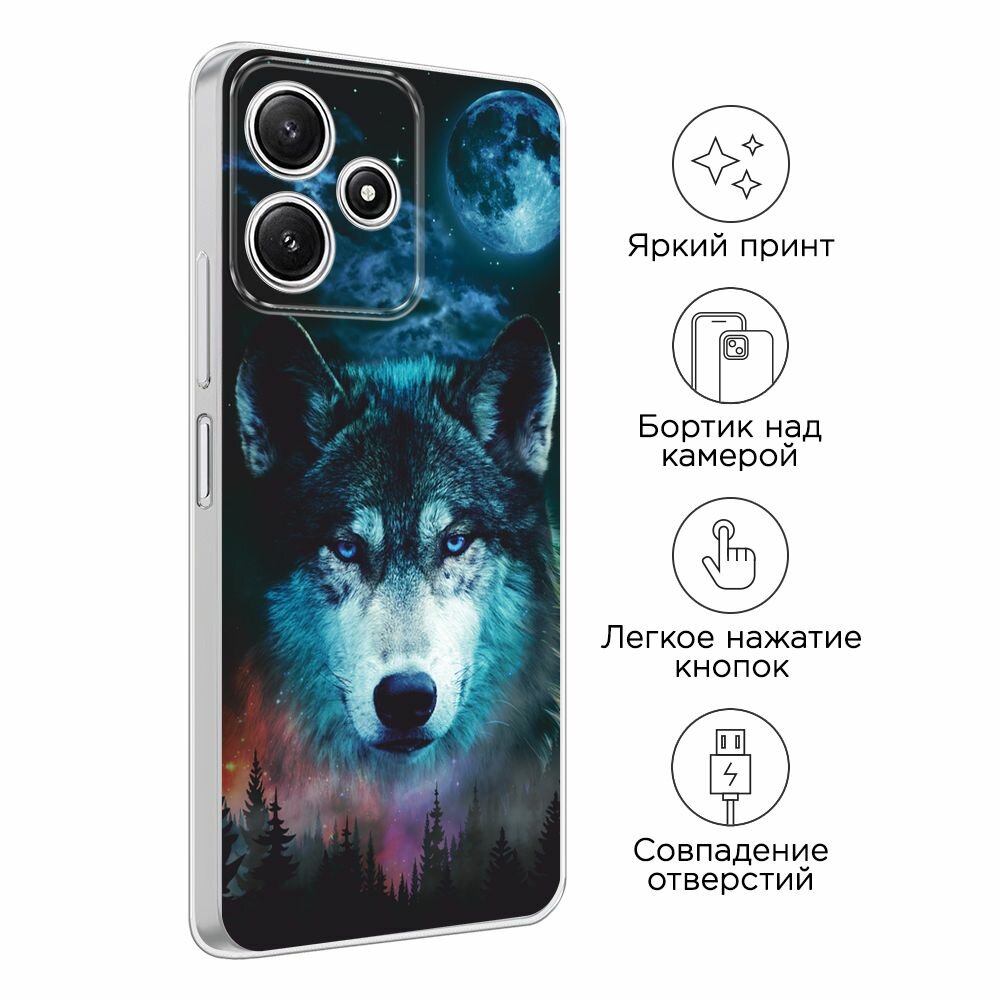 Чехол на Xiaomi Redmi 12 5G / Сяоми Редми 12 5G с принтом "Лунный волк" — фото 1