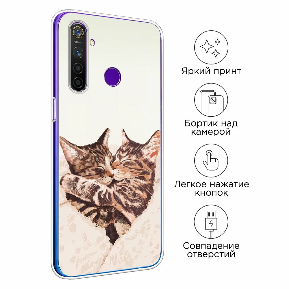 Чехол на Realme 5 Pro / Реалми 5 Про с принтом "Влюбленные котейки - 14 февраля" — фото 1