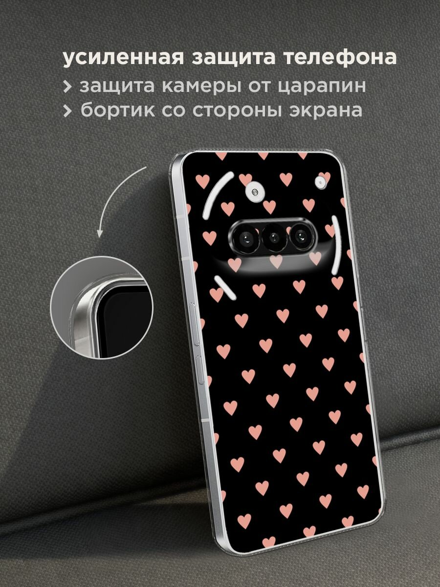 Чехол на Nothing Phone 3a / Нотинг Фон 3а с принтом "Розовые сердечки" — фото 1