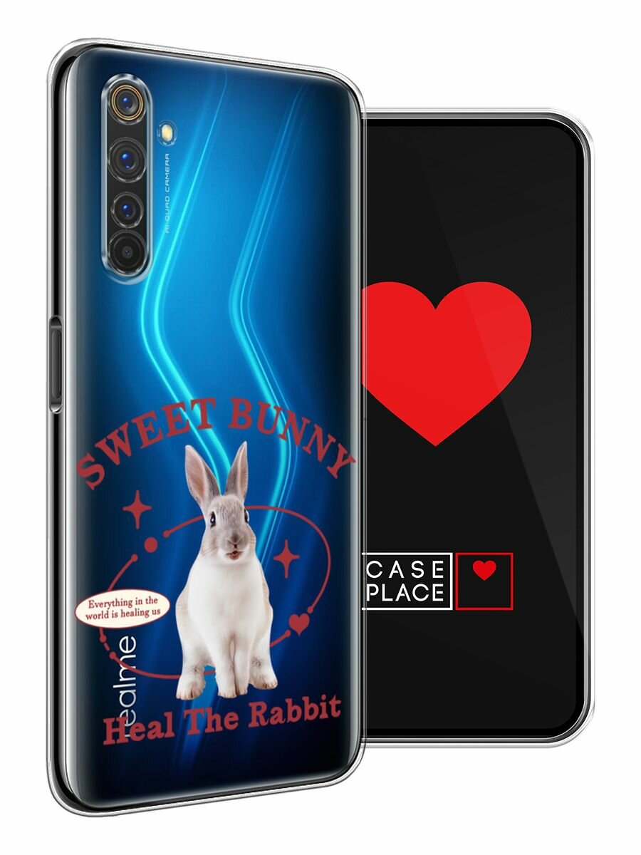 Чехол на Realme 6 Pro / Реалми 6 Про с принтом "Heal the rabbit", прозрачный — фото 1