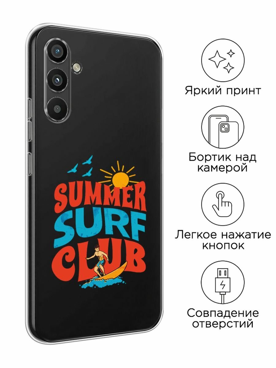 Чехол на Samsung Galaxy A34 / Самсунг A34 с принтом "Summer surf club", прозрачный — фото 1