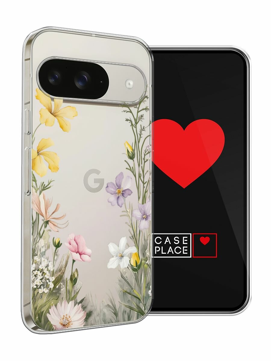 Чехол на Google Pixel 9 / Гугл Пиксель 9 с принтом "Летний винтаж 2", прозрачный — фото 1