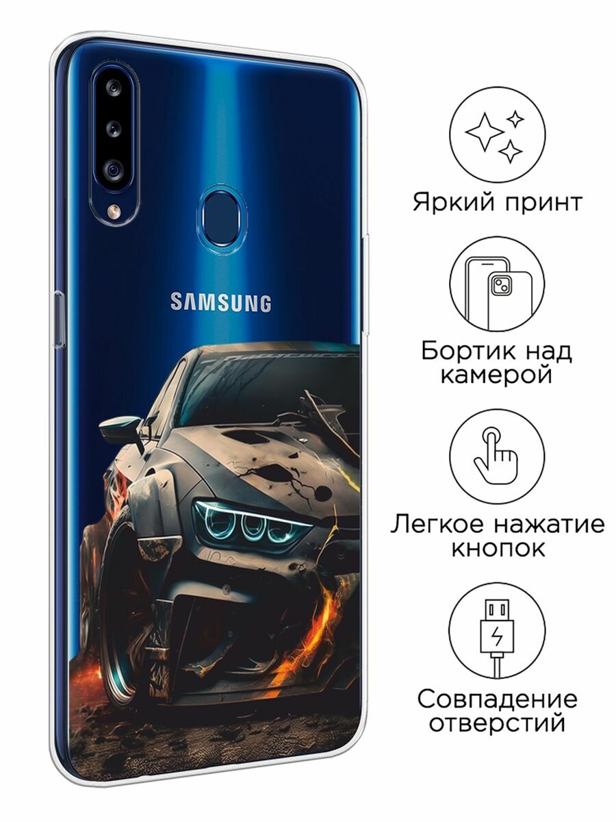 Чехол на Samsung Galaxy A20s / Самсунг Галакси A20s с принтом "На износ", прозрачный — фото 1