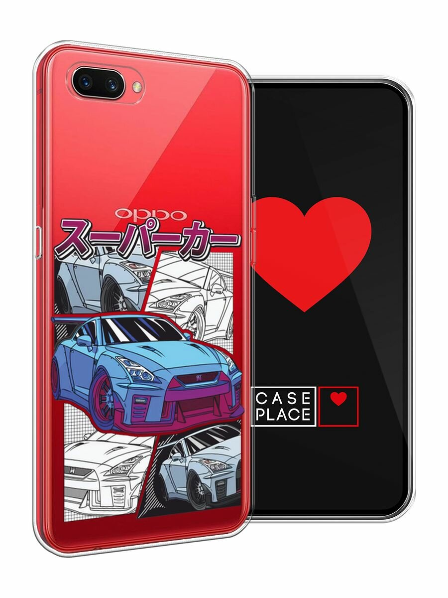 Чехол на Oppo A3s / Oppo A3s с принтом "JDM коллаж", прозрачный — фото 1