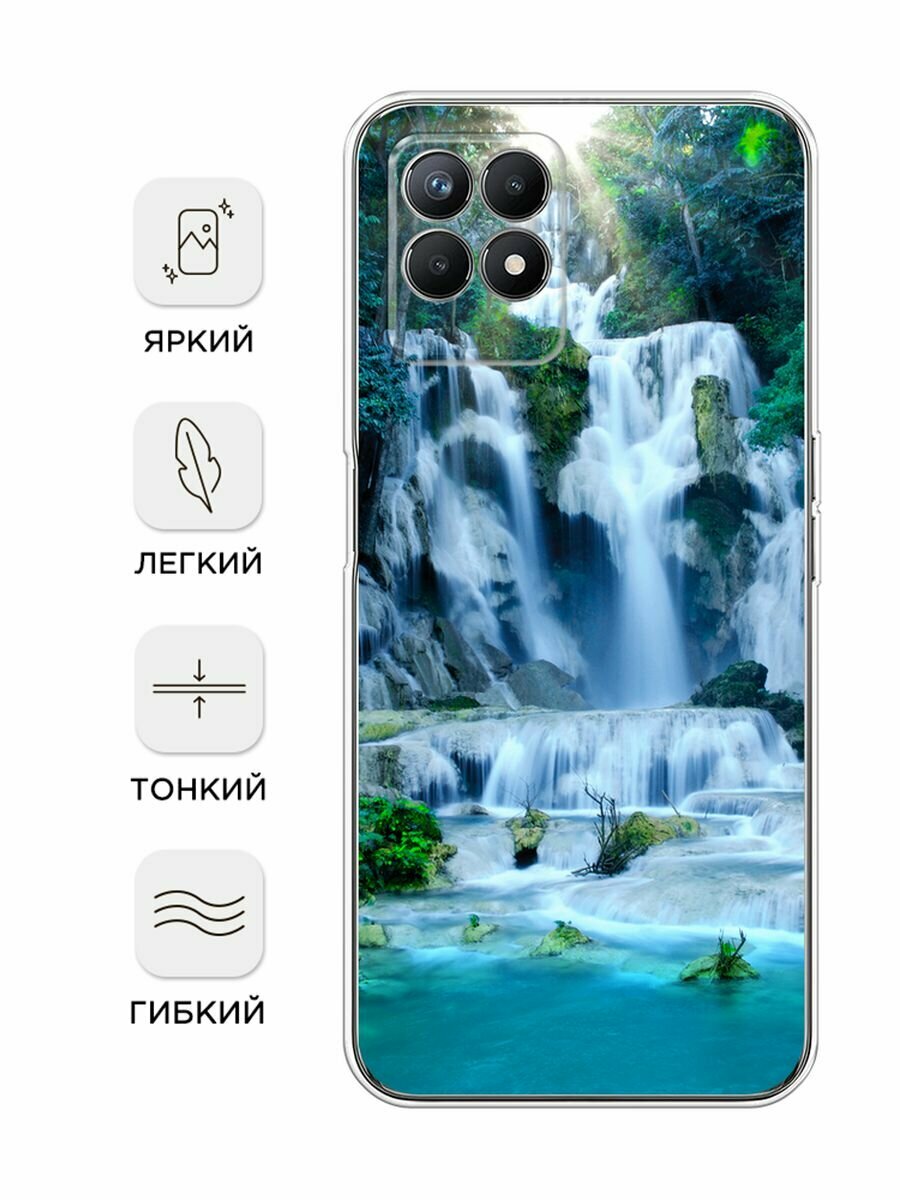 Силиконовый чехол на Realme 8i / Реалми 8i с принтом "Водопад 8" — фото 1