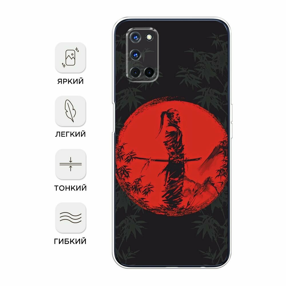 Чехол на Oppo A52/A72 / Оппо A52/A72 с принтом "Самурай на красном фоне" — фото 1