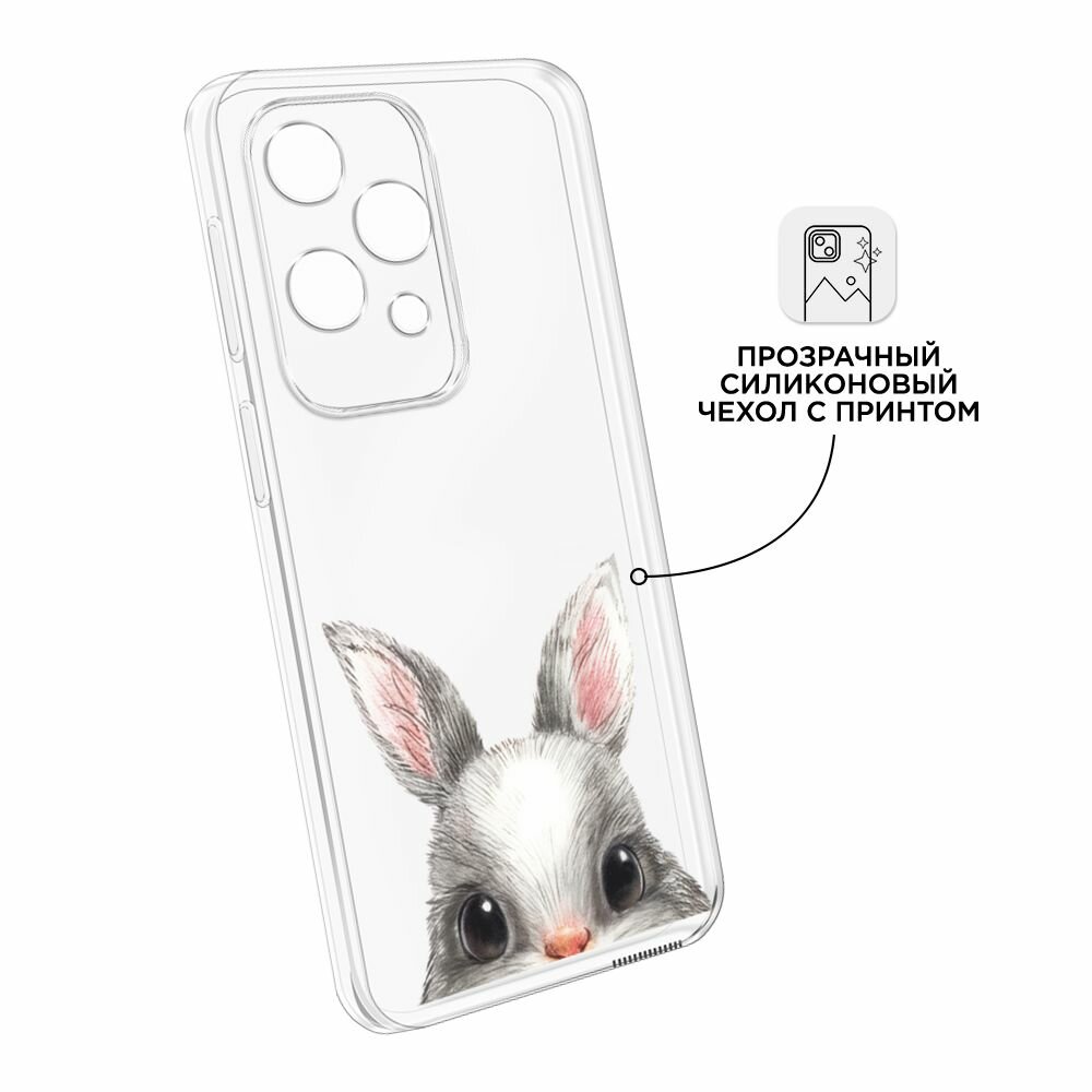 Чехол на Oppo A1k / Оппо А1к с принтом Карандашный кролик 2, прозрачный — фото 1