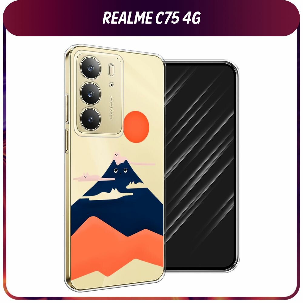 Чехол на Realme C75 4G / Реалми C75 4G с принтом "Кот-гора", прозрачный