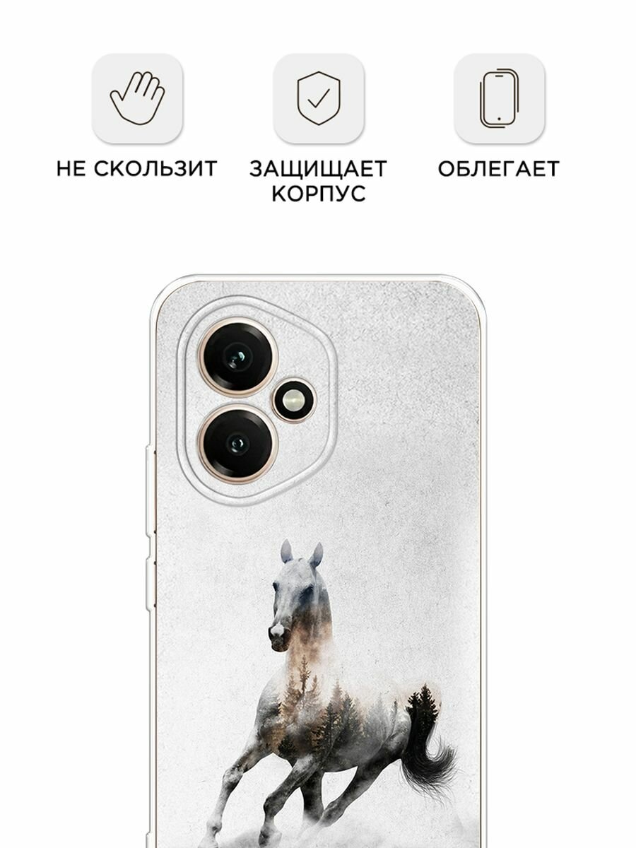 Силиконовый чехол на Honor 400 / Хонор 400 с принтом "Лошадь лес" — фото 1