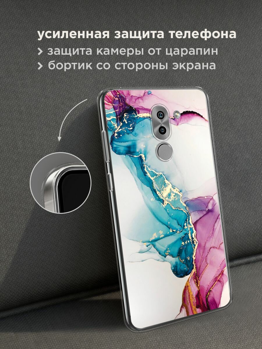 Чехол на Honor 6X / Хонор 6Х с принтом "Розовые разводы рисунок" — фото 1