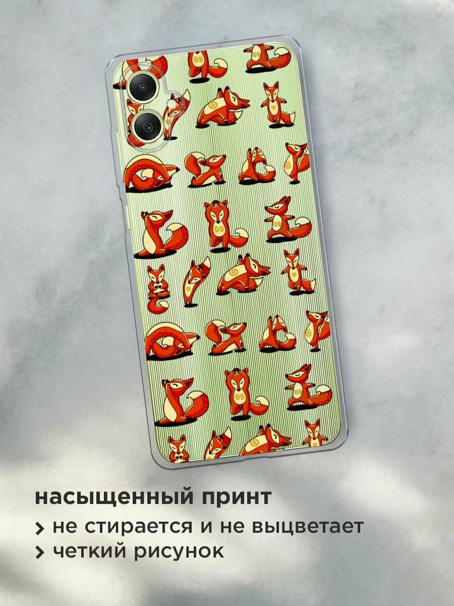 Чехол на Samsung Galaxy A06 / Самсунг Галакси А06 с принтом "Йога для лисы", прозрачный — фото 1