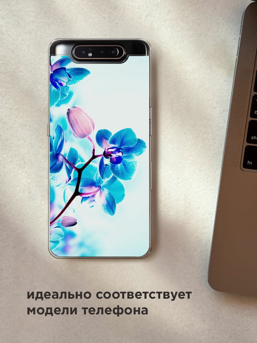 Чехол на Samsung Galaxy A80 / Самсунг Гэлакси A80 с принтом "Голубая орхидея" — фото 1