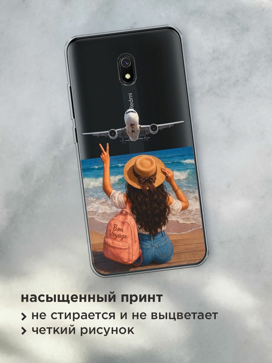 Чехол на Xiaomi Redmi 8A / Сяоми Редми 8А с принтом "Bon Voyage", прозрачный — фото 1