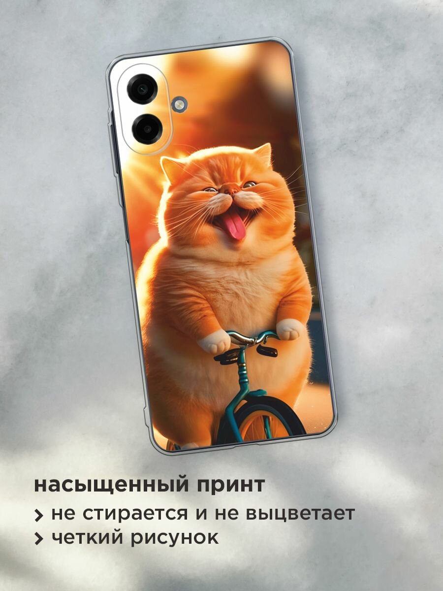 Чехол на Samsung Galaxy A07/A08 / Самсунг А07/А08 с принтом "Кот на велике" — фото 1