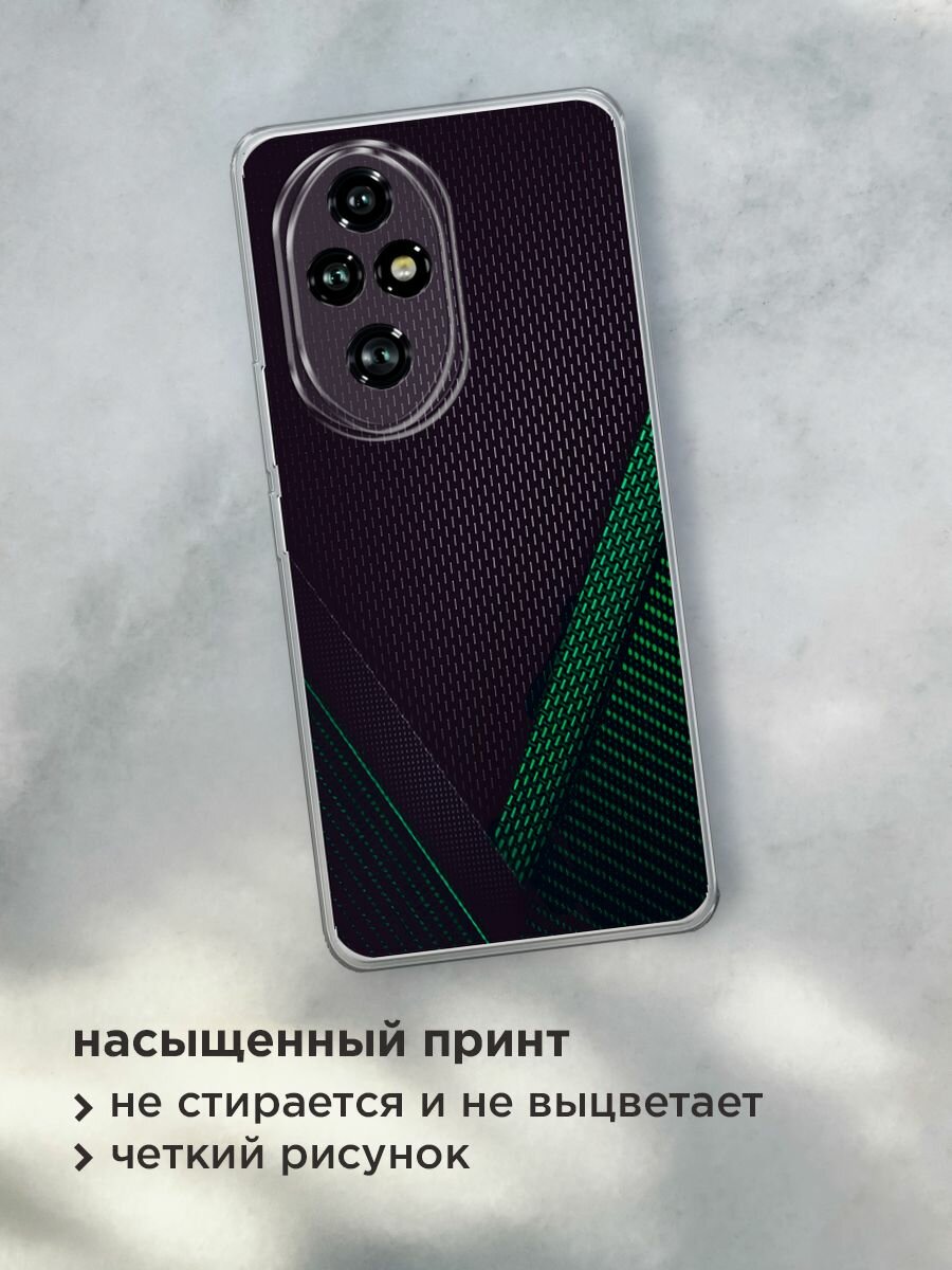 Чехол на Honor 200 Pro / Хонор 200 Про с принтом "Зеленый карбон" — фото 1