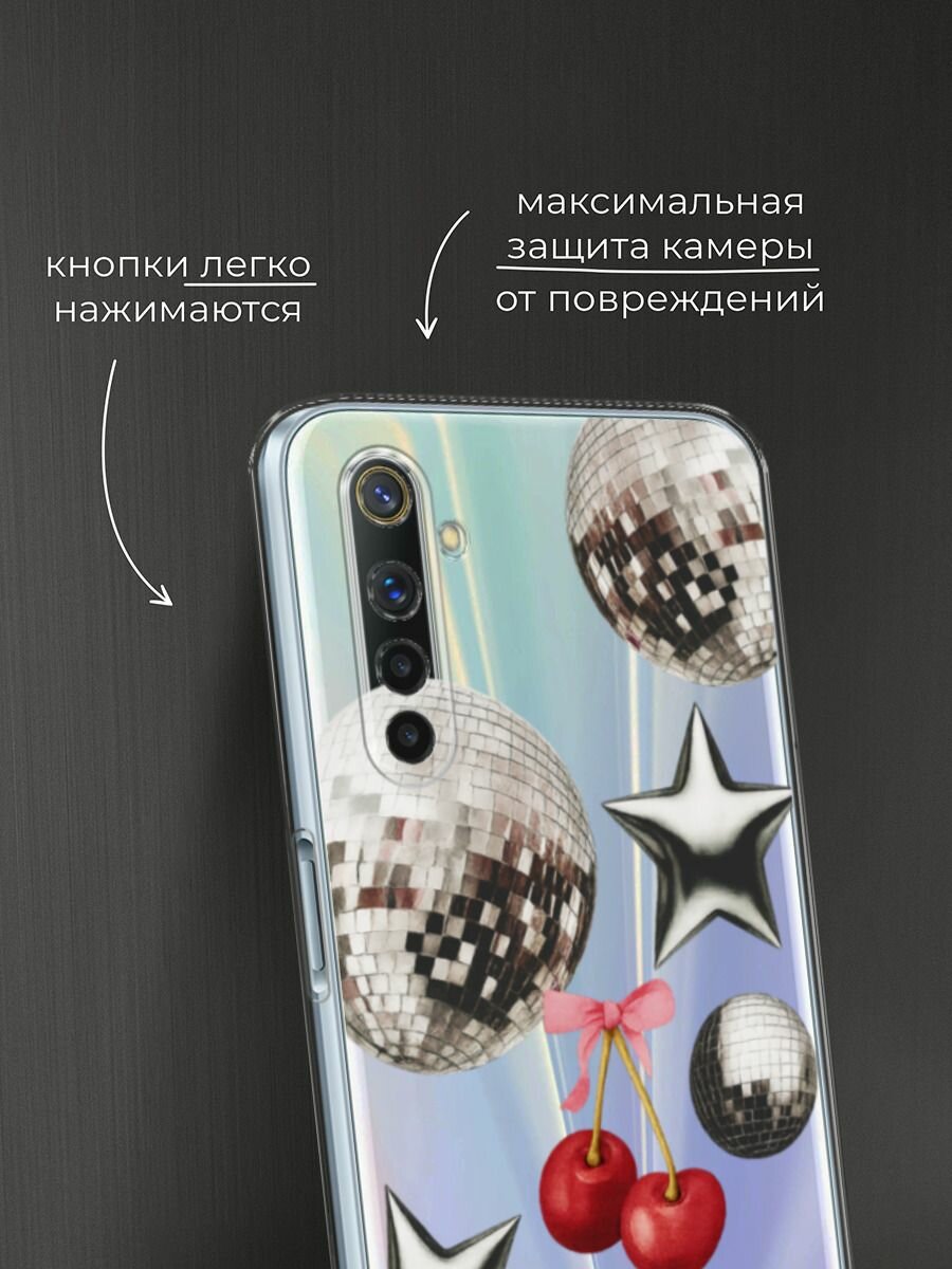 Чехол на Realme 6 / Реалми 6 с принтом "Стильная подборка", прозрачный — фото 1