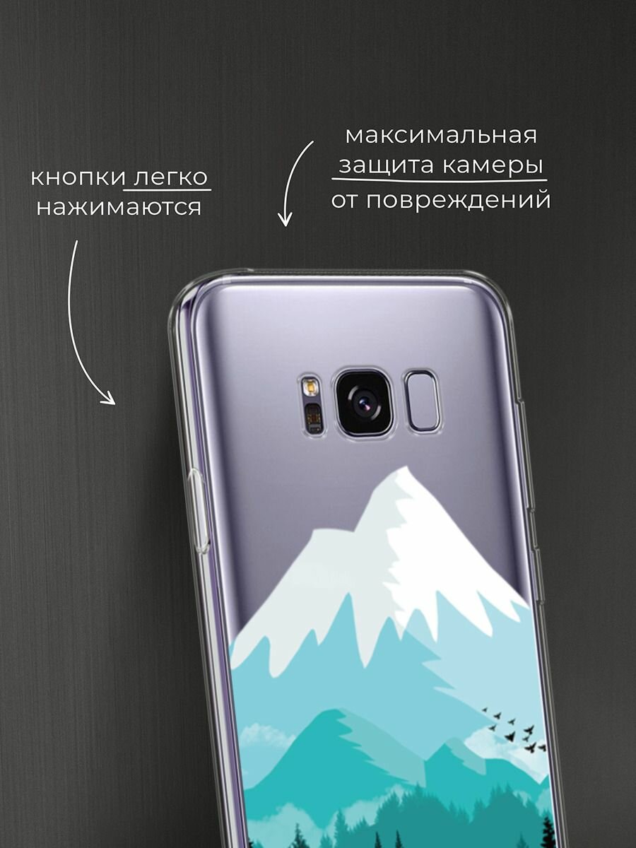 Чехол на Samsung Galaxy S8 + / Самсунг Галакси С8 Плюс с принтом "Синяя снежная гора", прозрачный — фото 1