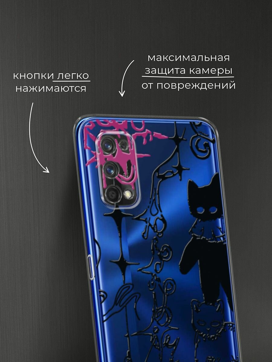 Чехол на Realme 7 Pro / Реалми 7 Про с принтом "Готические котики" — фото 1