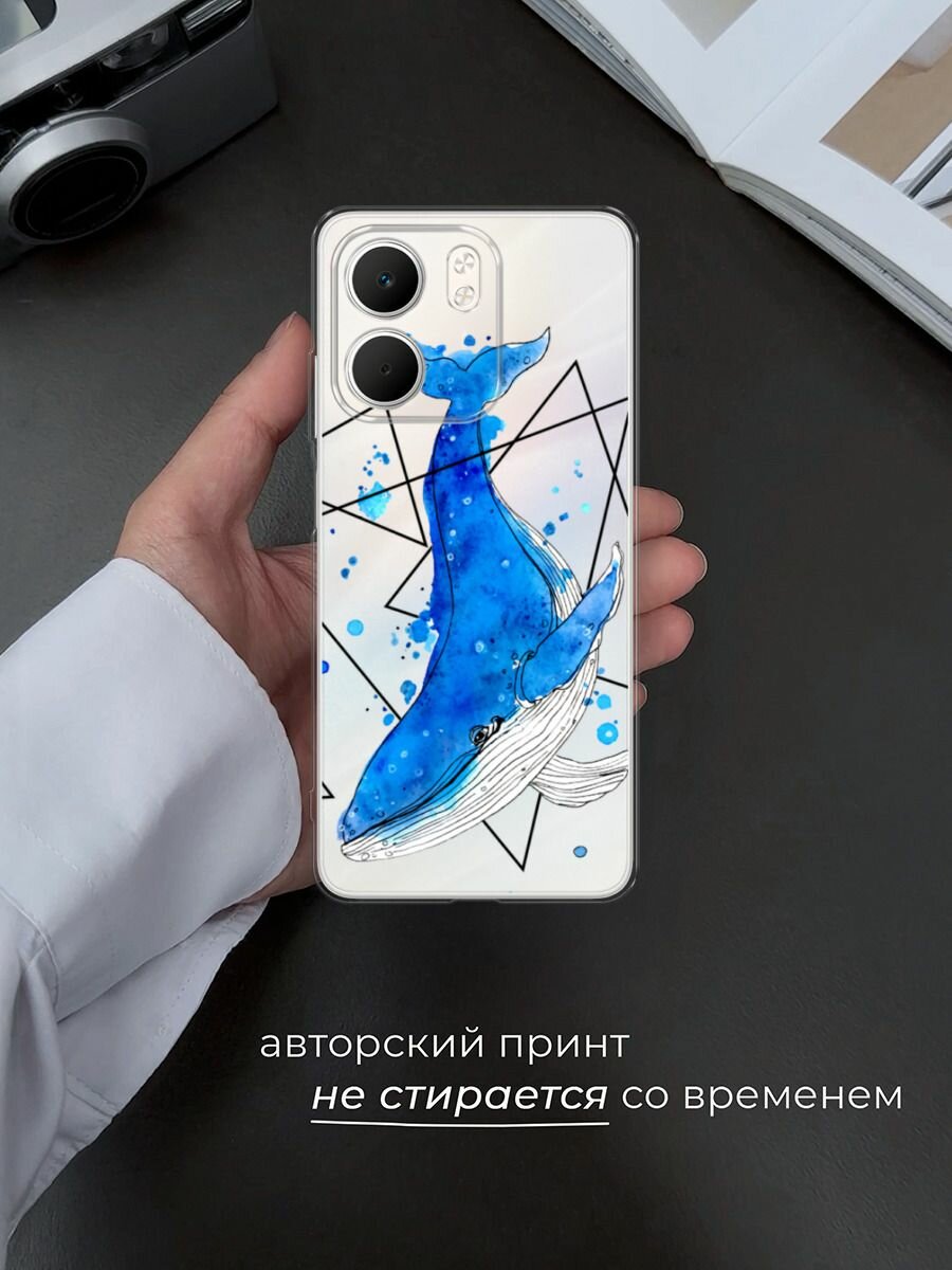 Чехол на Oppo A5x / Оппо А5x с принтом "Кит графика", прозрачный — фото 1