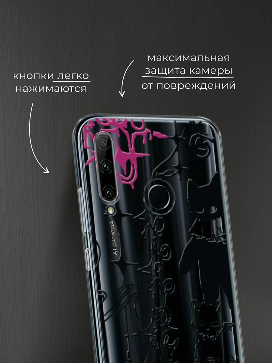Чехол на Honor 10i/20 Lite 2019/20e/Huawei P Smart Plus 2019 / Хонор 10i с принтом "Готические котики" — фото 1