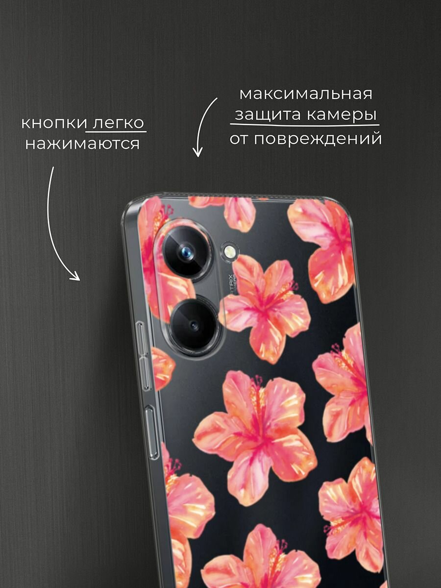 Чехол на Realme 10 Pro / Реалми 10 Про с принтом "Pink flowers" — фото 1