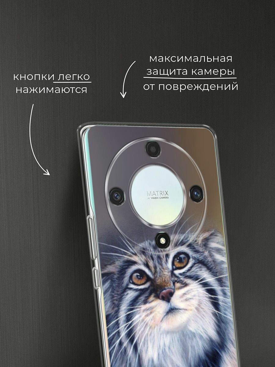 Силиконовый чехол на Honor X9A / Хонор X9A с принтом "Кот манул 2" — фото 1