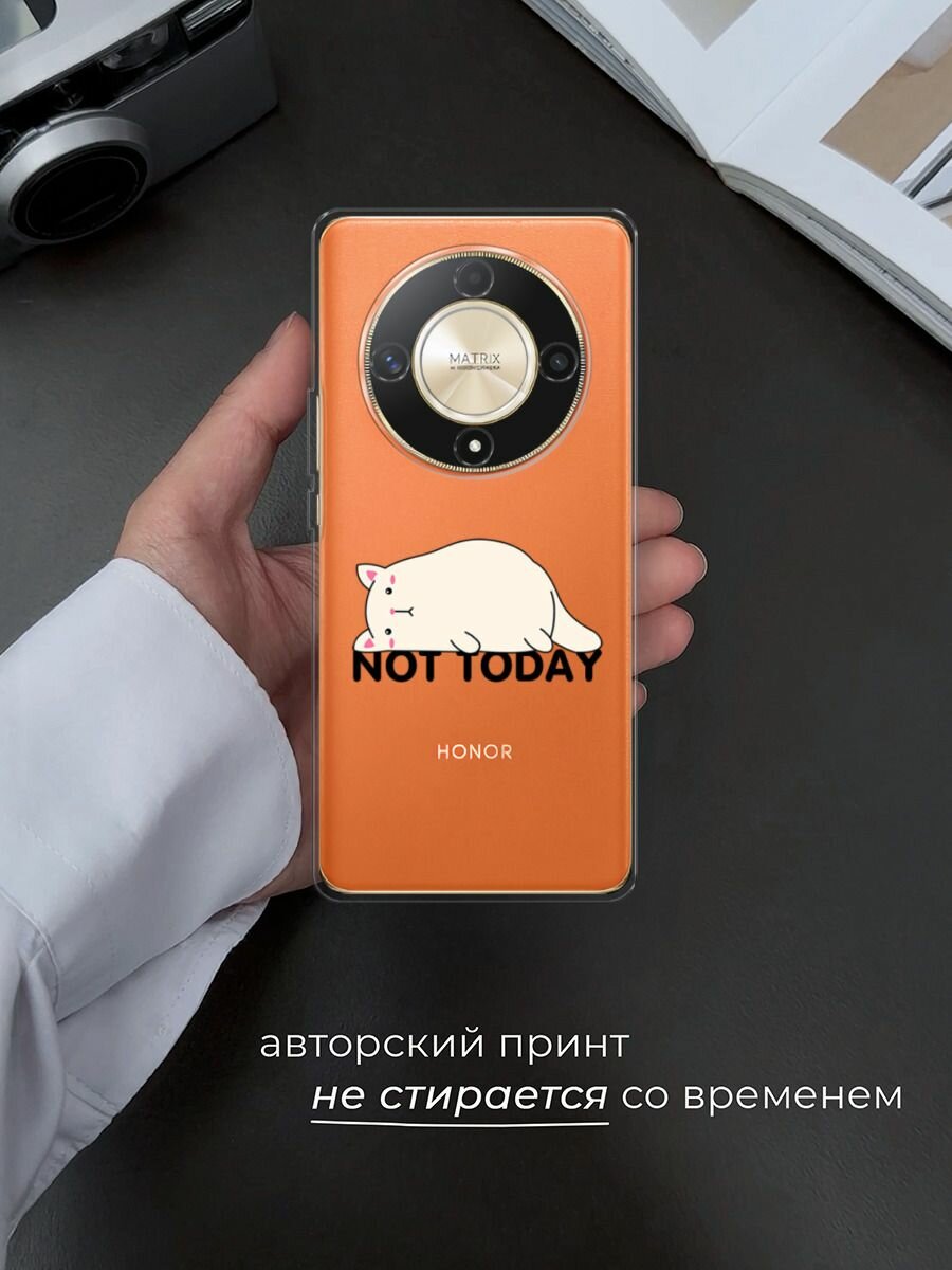 Чехол на Honor X9b / Хонор X9B с принтом "Cat not today", прозрачный — фото 1