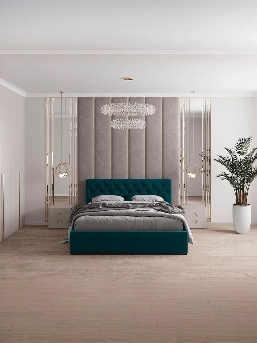 Кровать 160х200 с подъемным механизмом двуспальная, Венеция с мягким изголовьем для дома и спальни, ортопедическое основание, ящик для белья, микровелюр