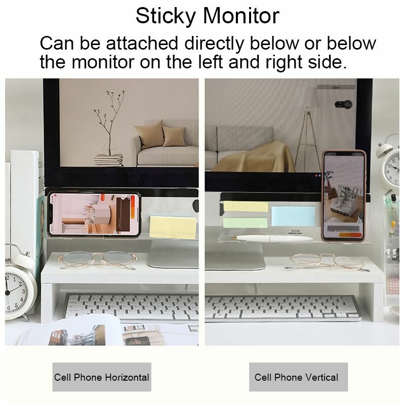 Панель для стикеров на монитор, Декор аксессуаров для домашнего офисного стола,26x8.5x2cm,1 кусок