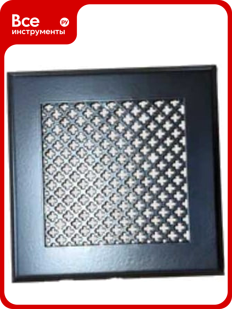 Решетка вентиляционная ООО Вентмаркет 300х300 мм, металлическая на саморезах, цветок, черный матовый VRC300300BlackS