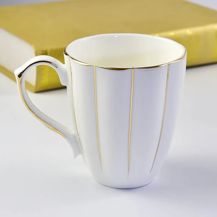 Керамическая кружка с серебряной каймой 300 мл