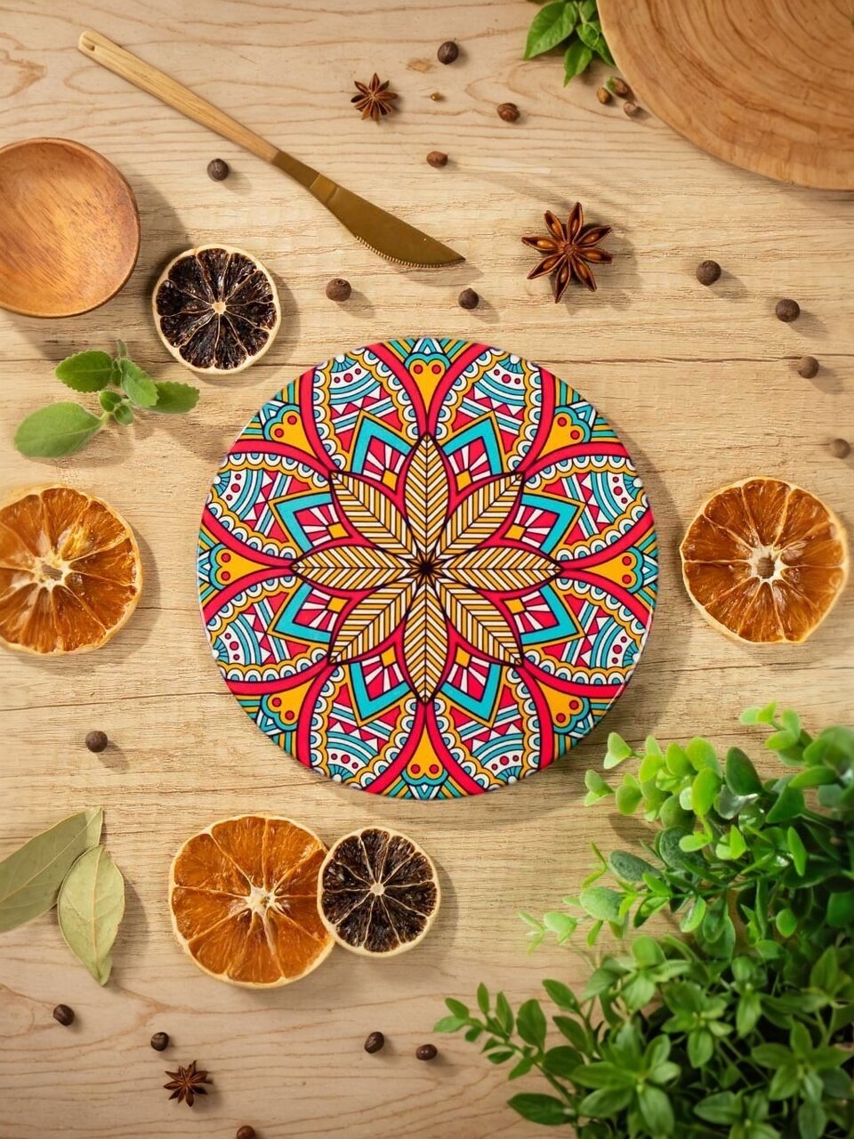 Подставка под горячее керамическая разноцветная, настольная, 16х16 см, Y4-7358