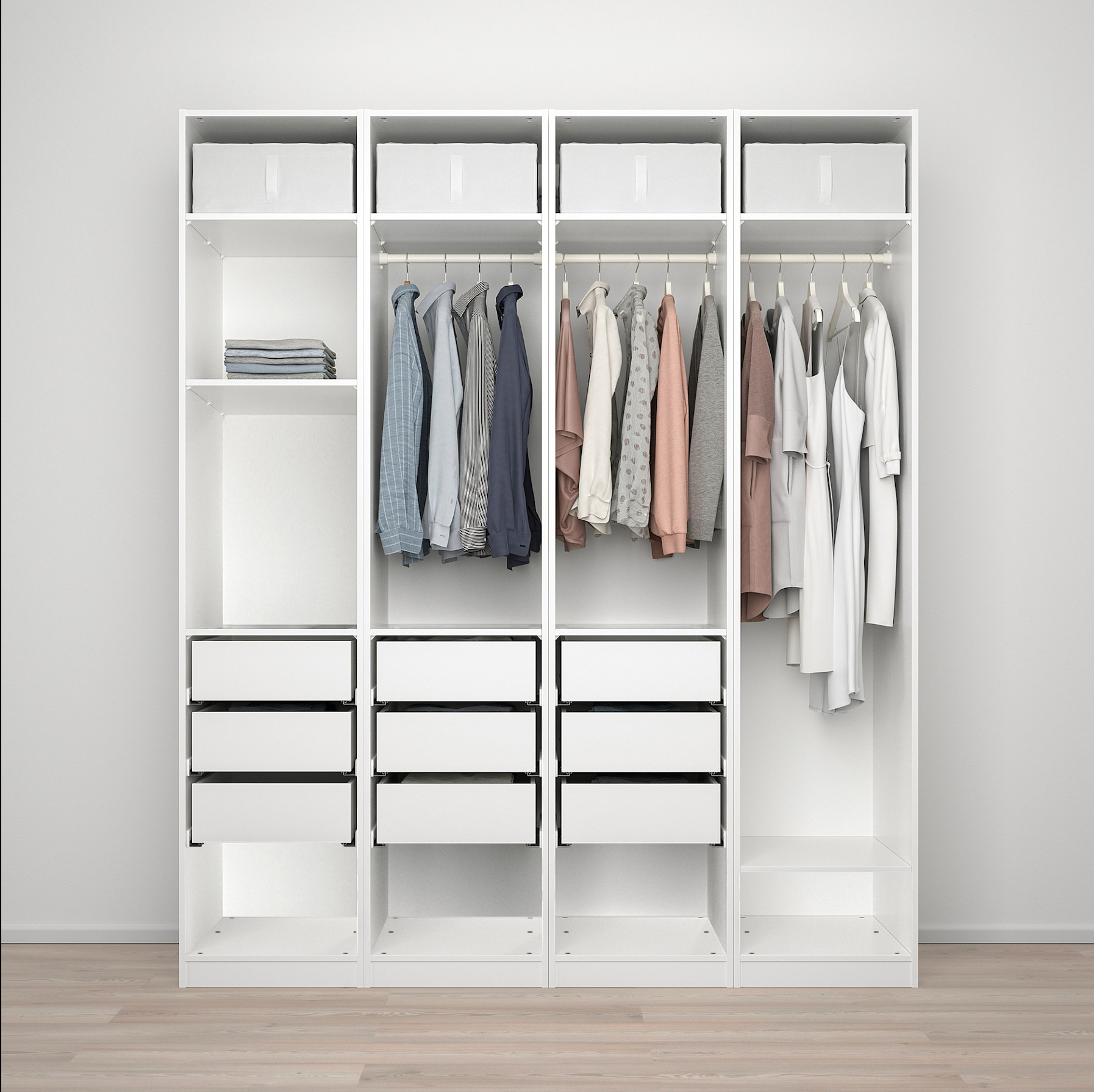 Шкаф Гардероб IKEA PAX (комбинация) с 9 ящиками 200x60x233 см (белый)