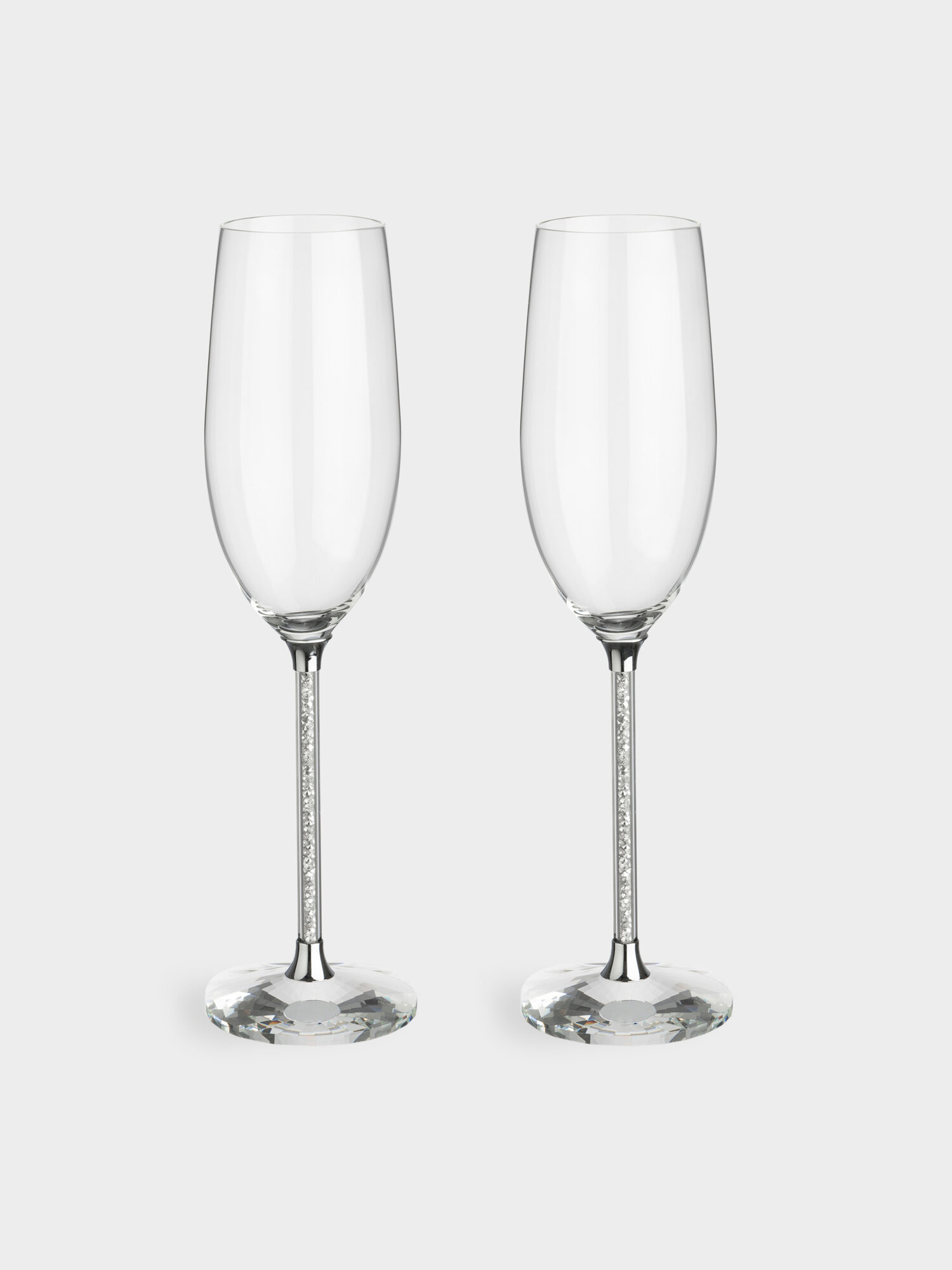 Бокал для шампанского, 220 мл, 2 шт, стекло/стразы, Серебристые кристаллы, Diamond