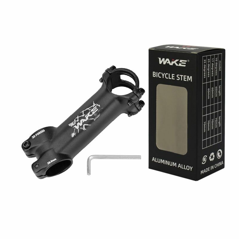 Вынос руля для велосипеда Wake 31.8 мм, алюминиевый сплав 6061 Т6, черный, длина 100 мм, подъем 17 градусов