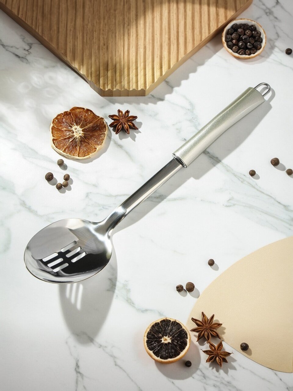 Шумовка Daniks Classic WFCF-0040-3 нержавеющая сталь 201, подвесная, серебристая, универсальный кухонный инструмент, подходит для посудомоечной машины