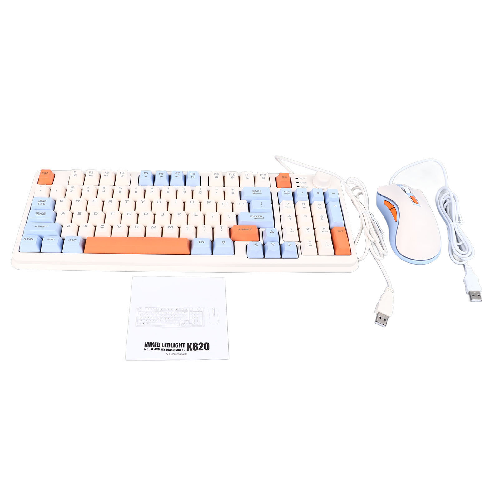 Игровая клавиатура и мышь эргономичный комплект механический эффект usb проводной компьютер озерный синий