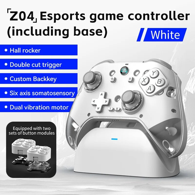 Беспроводной геймпад для PC/Switch/iOS/Android/Steam Deck с зарядной станцией Z04White