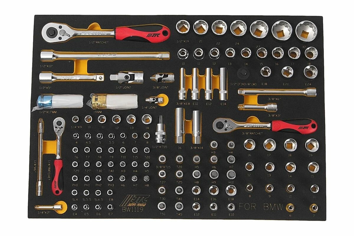 JTC-BW1119 - Набор инструментов 119 предметов слесарно-монтажный (BMW) в ложементе JTC